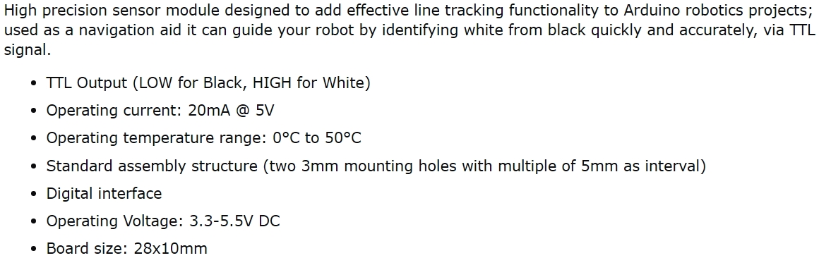 DFROBOT LINE TRACKING SENSOR FOR ARDUINO - SEN0017 מוצרי פיתוח לאלקטרוניקה סידרה : 44393